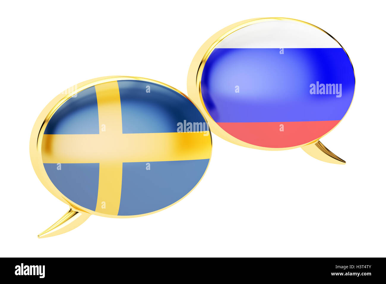 Speech Bubbles, Swedish-Russian dialog concept, 3D rendering isolated ...