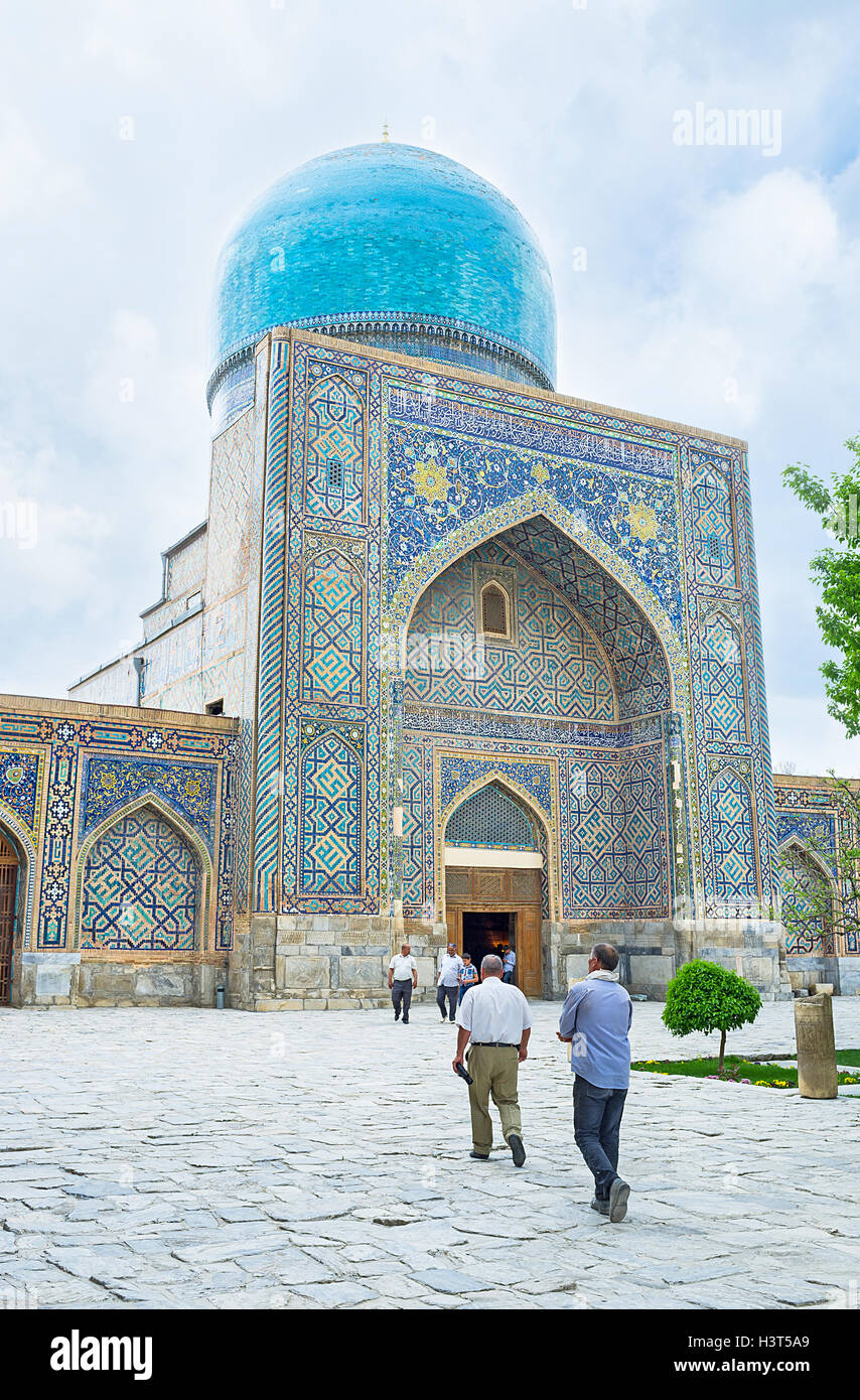 The blue tile dome is the most colorful detail of all the Tilya Kori ...
