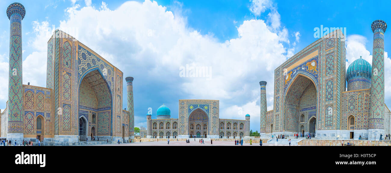 The old Registan square is the visit card of the city, famous for its ...