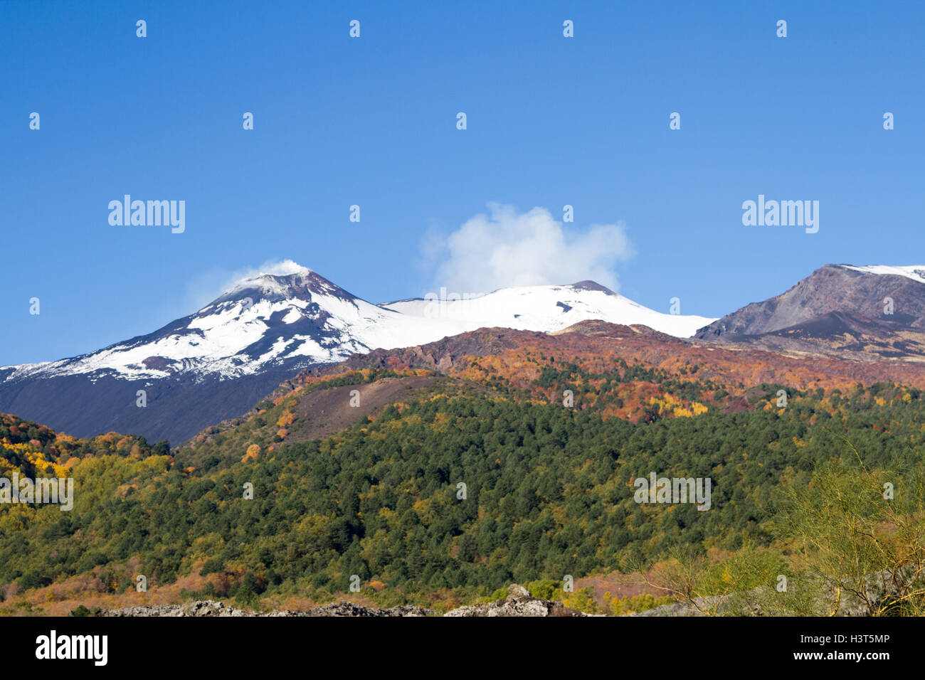 Etna volcano with autumn colors Stock Photo - Alamy