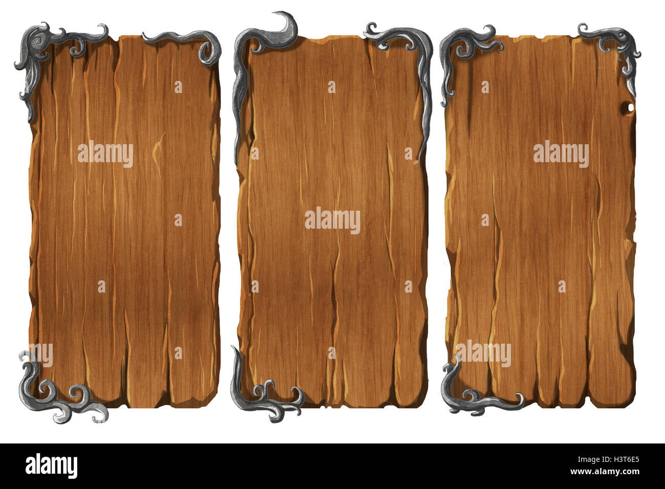 Colorful set of realistic wooden interface elements, windows or panels ...