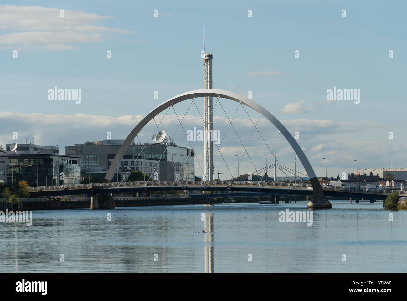 River Clyde looking West to Clyde Arc bridge,Glasgow,Scotland,UK Stock ...