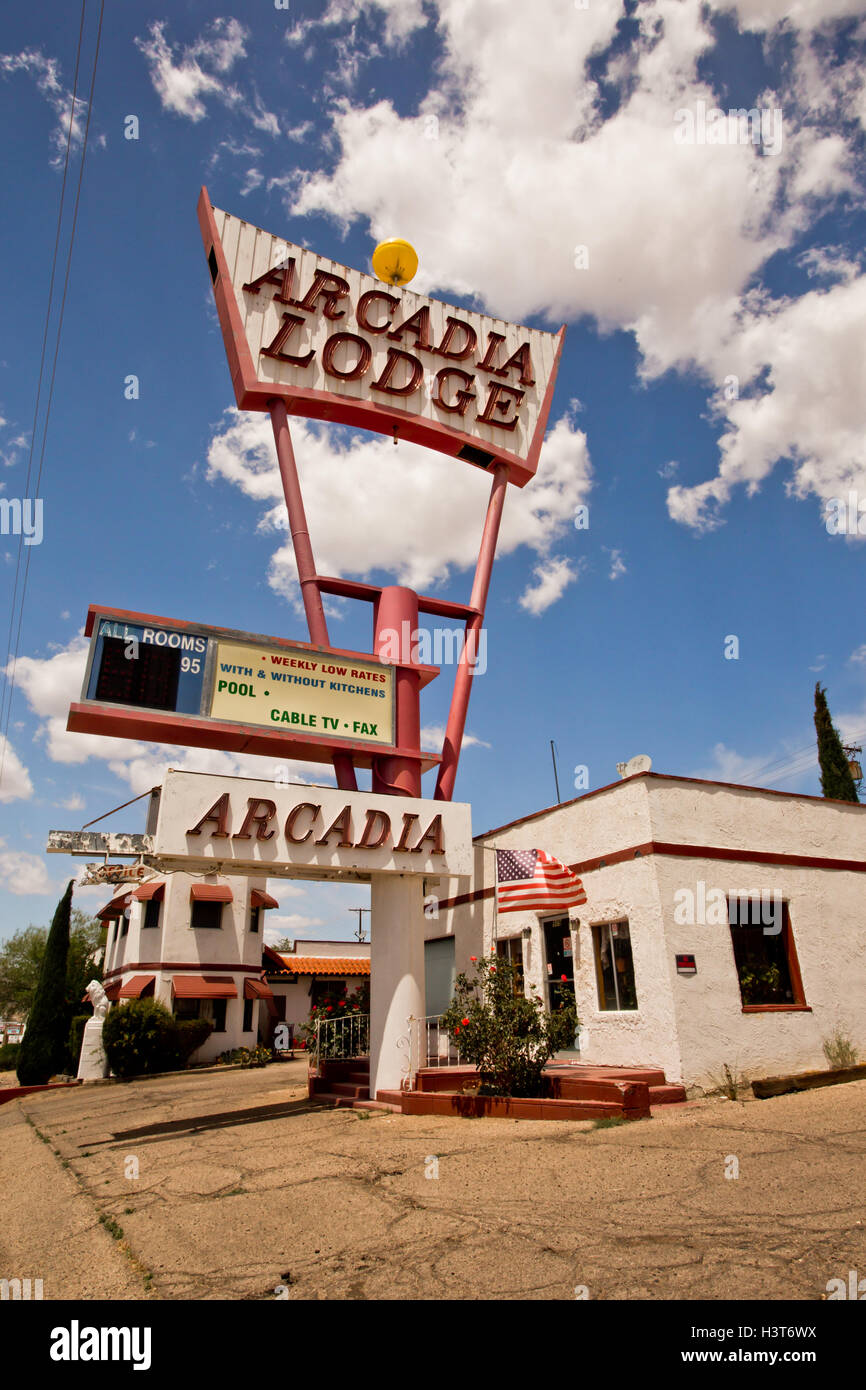 Vintage roadside motel displaying retro sign along Route 66 in Kingman ...
