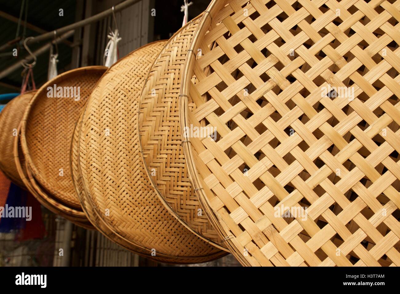 Thai Threshing Basket at the market Stock Photo - Alamy