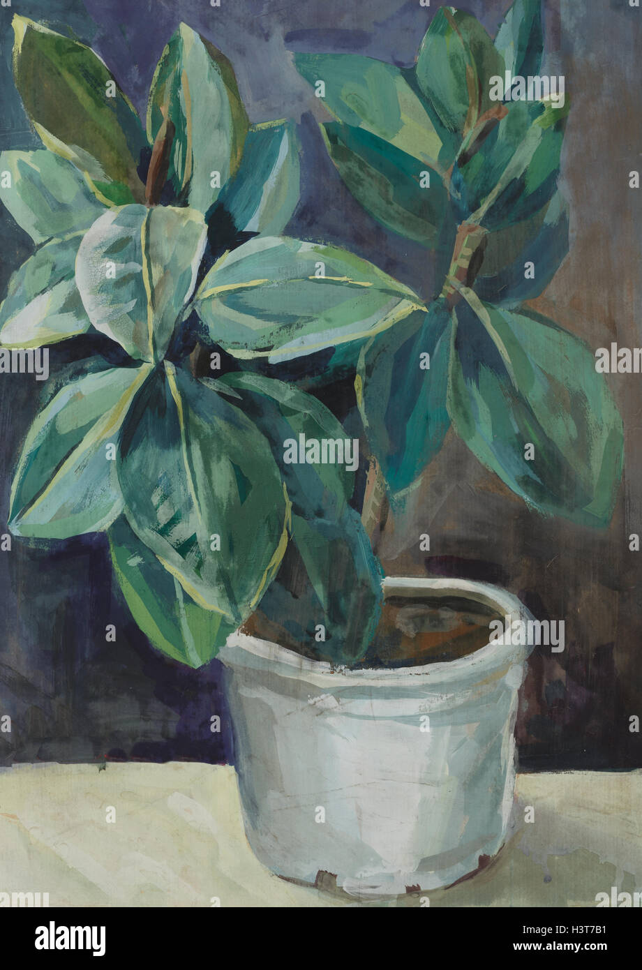 Oil painting, a rubber tree Stock Photo - Alamy