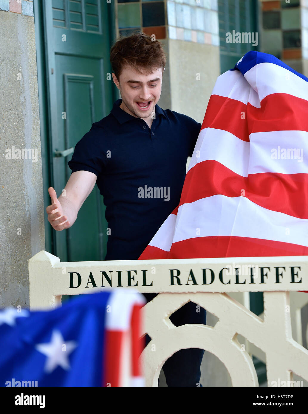 Daniel Radcliffe unveils his dedicated beach locker room during the ...