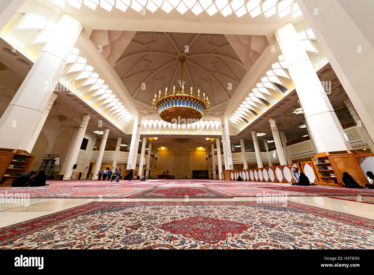 in iran inside the old antique mosque with glass and mirror traditional ...