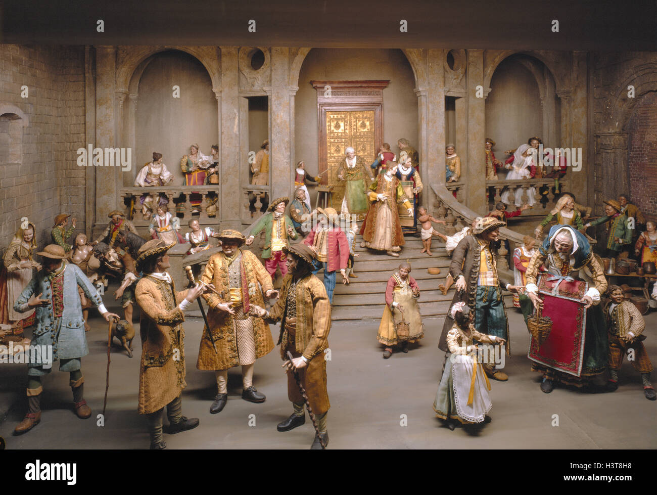 Bavarian national museum, manger, street scene with church door, Naples 2nd half of the 18th ...