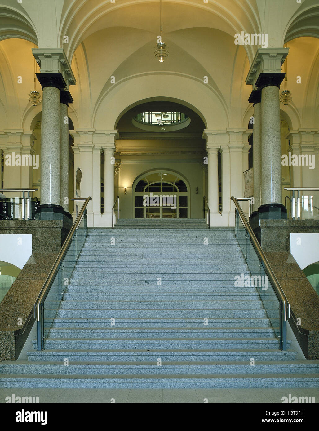 Germany, Stuttgart, design centre, pillar foyer, stairs, inside ...