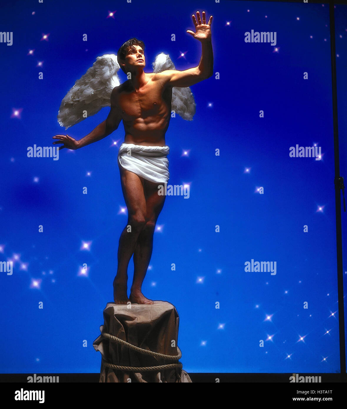 Statue, humanely, man, loincloth, wing, starry skystarry skystarry sky ...