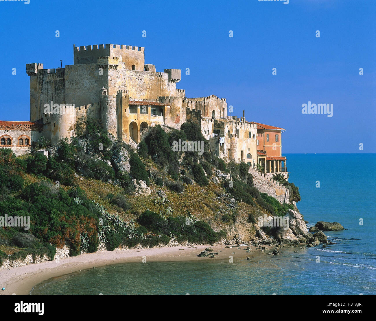 Italy, Sicily, fort Falconara, Falconara, coast, sea, lock, castle ...