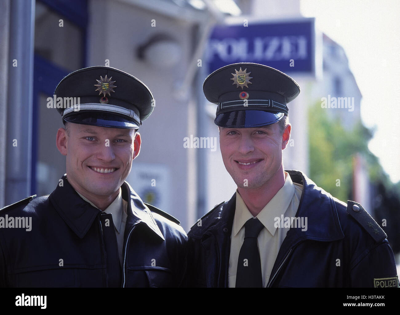 Policemen, two, young, portrait, police station, police station, men ...
