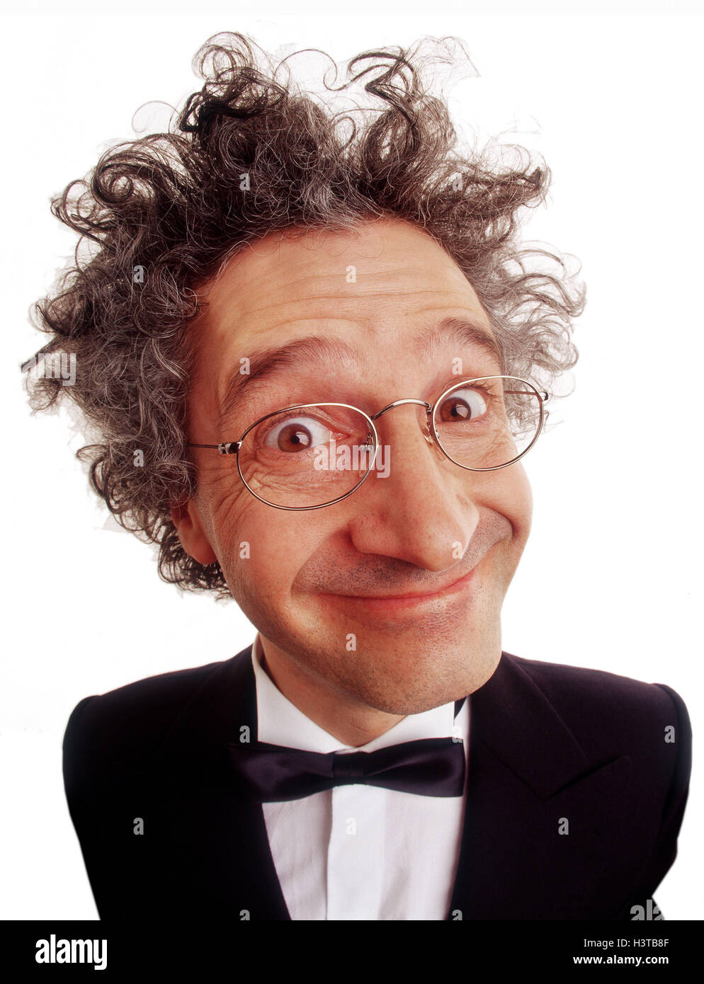 Man, middle old person, glasses, curls, fly, friendly, portrait ...