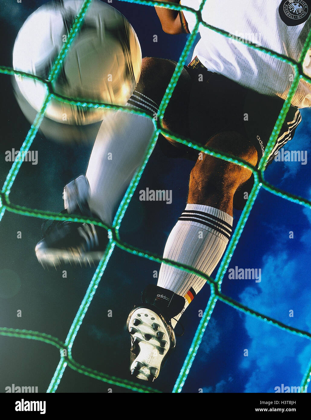 Football player, goal, near mb 214 A1 football, team sport Stock Photo ...