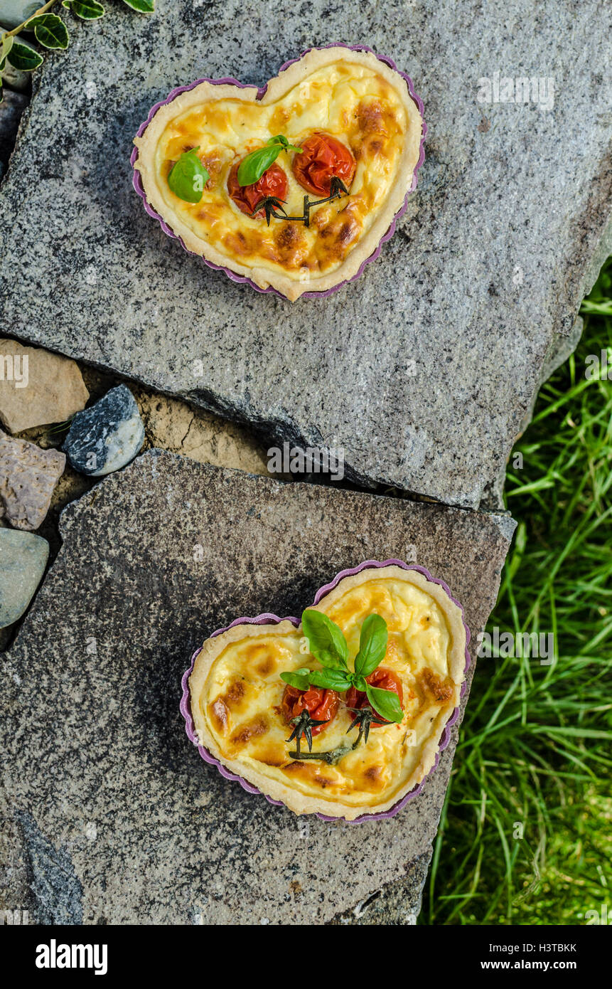 Mini quiche on St. Valentine's Day - with love and hunger Stock Photo ...