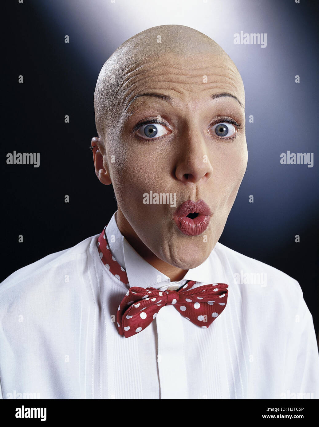 Woman, bald head, fly, facial play, surprised amazed, portrait, mb 71 ...