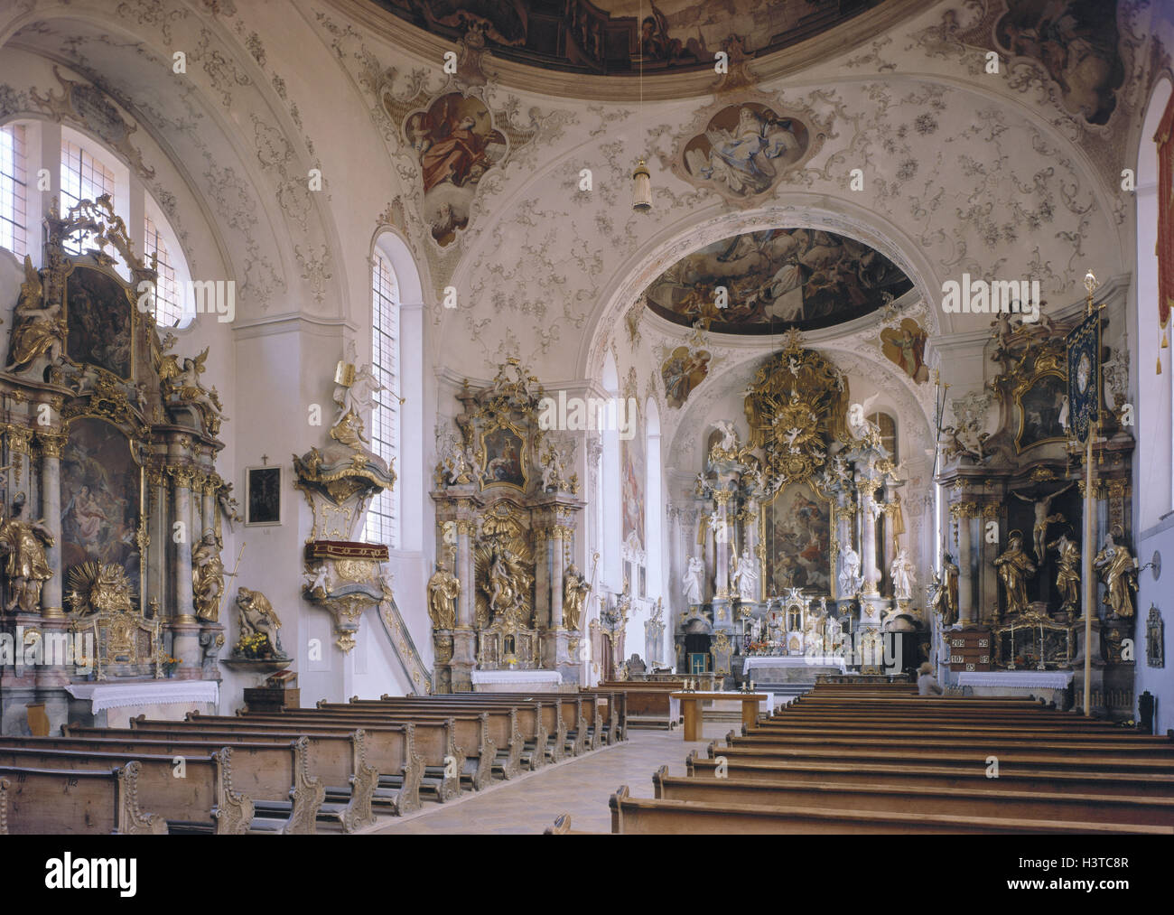 Germany, Bavaria, Oberammergau, church, inside, Europe, South Germany, Bavaria, parish church ...