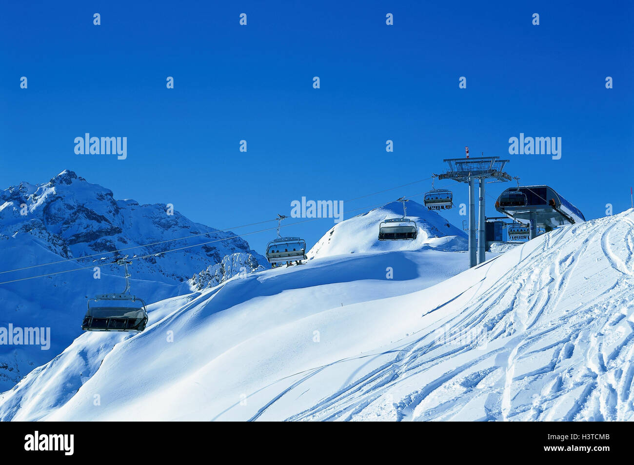 Austria, Vorarlberg, Montafon, Golm skiing area, Schruns-Tschagguns ...