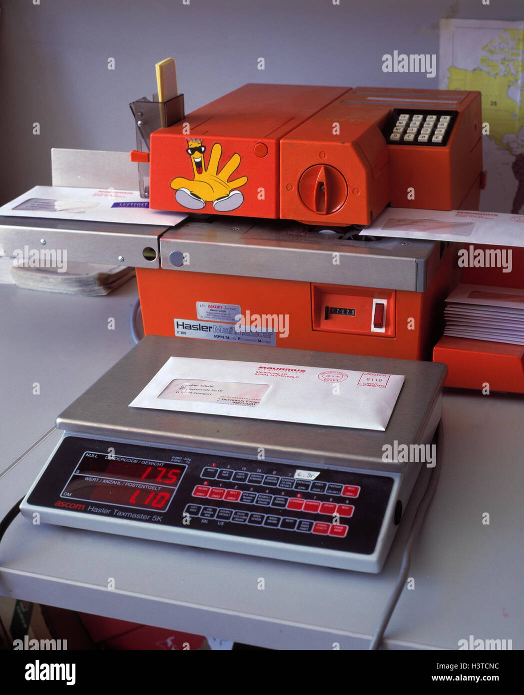 Franking machine, letter, Still life, product photography, machine ...