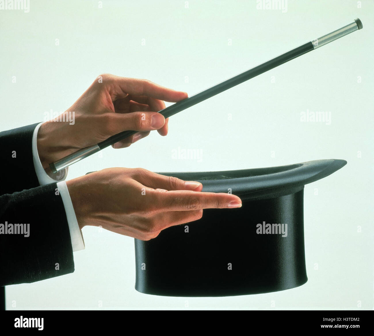 Magicians, detail, hands, cylinders, magic wand magic, perform magic ...