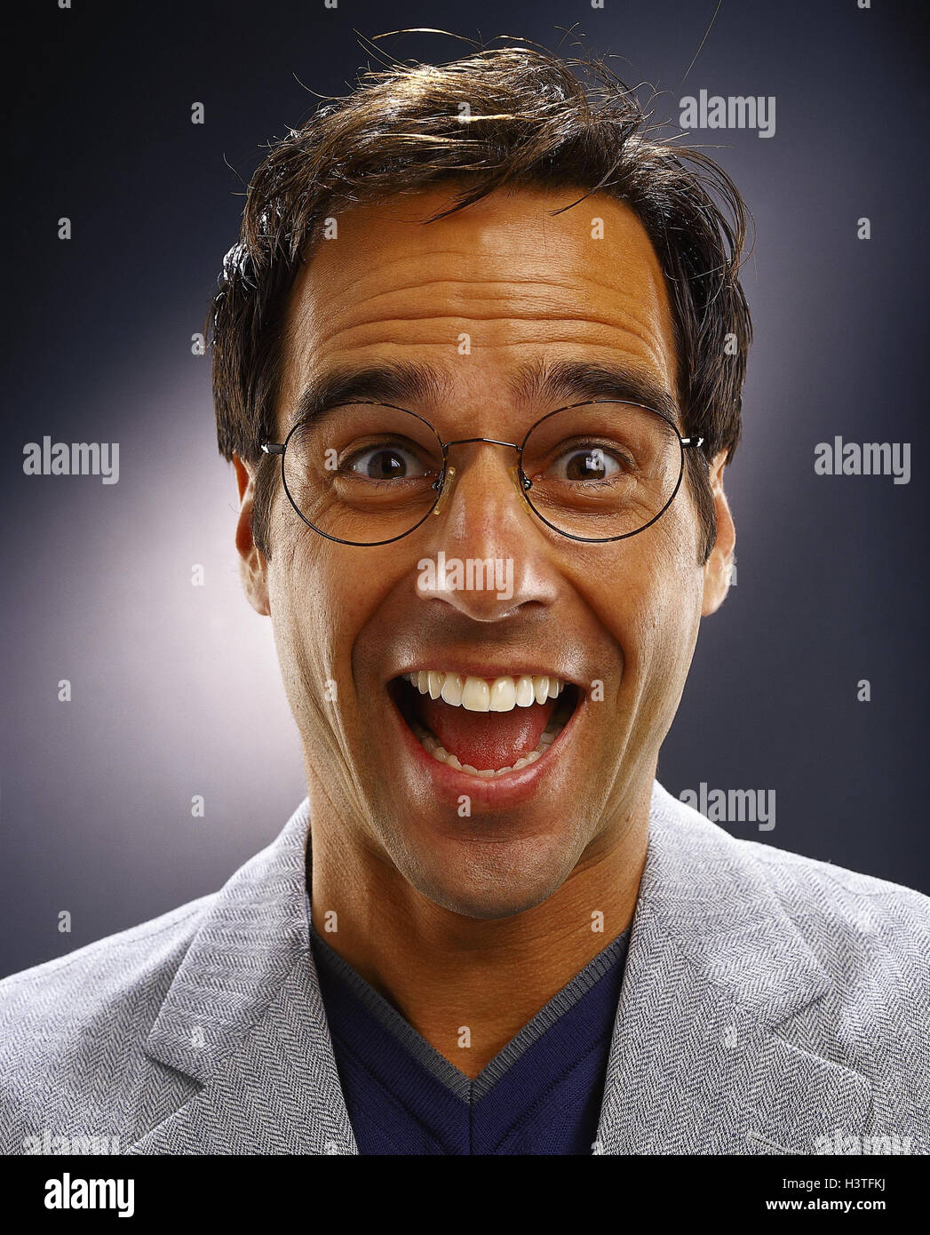 Man, glasses, sports jacket, pleases, happy, laugh, portrait, Men ...