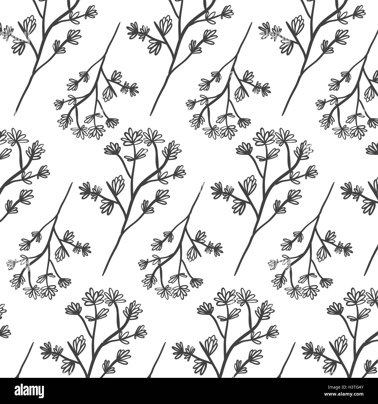 pattern plant with ramifications and flowers Stock Vector Image & Art ...