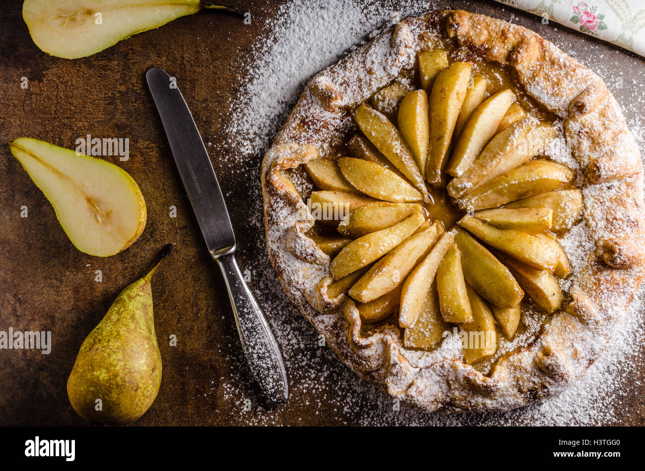 Sweet pear pie rustic style, simple product photo ready for your ...