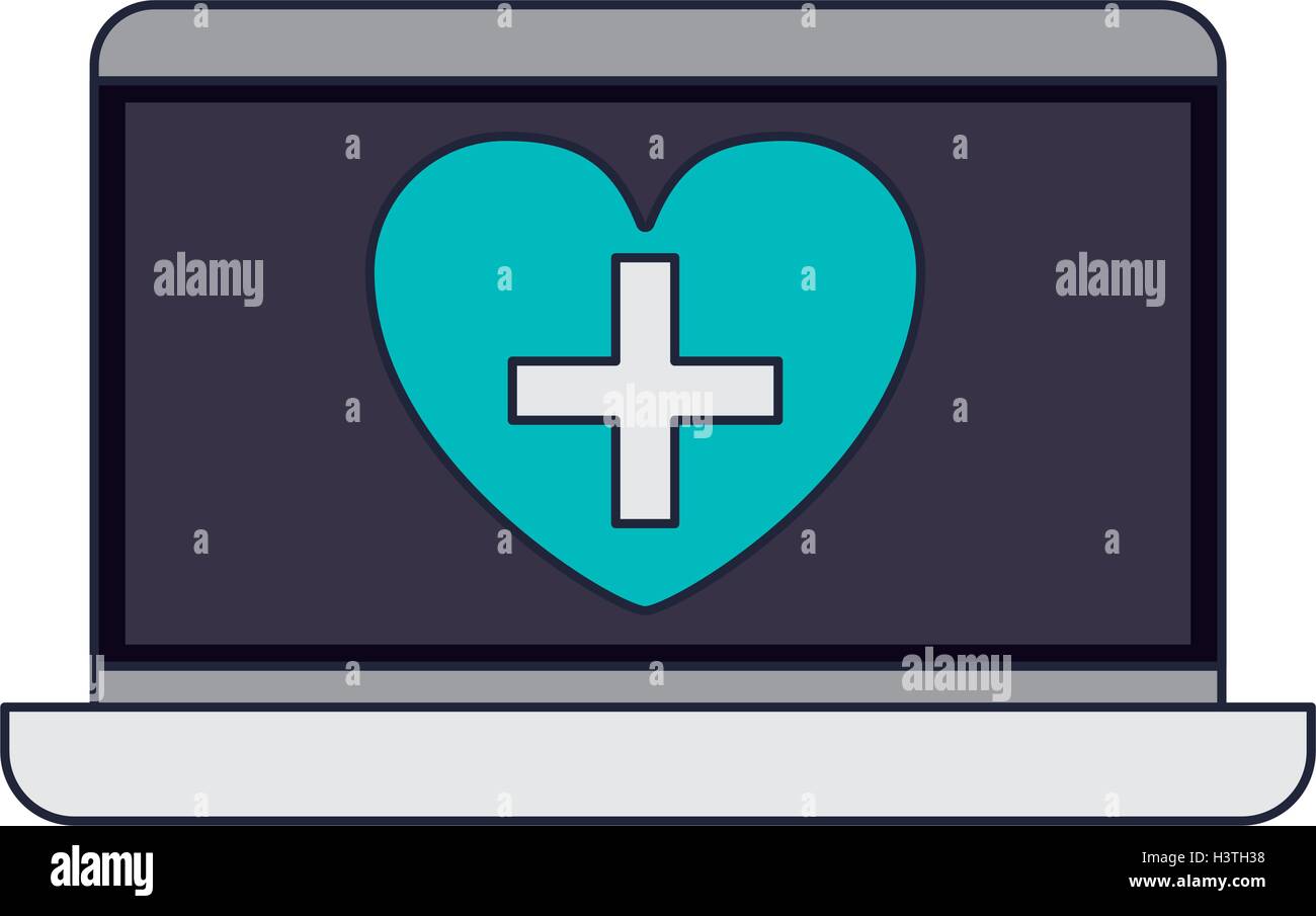 laptop with heart on display Stock Vector Image & Art - Alamy