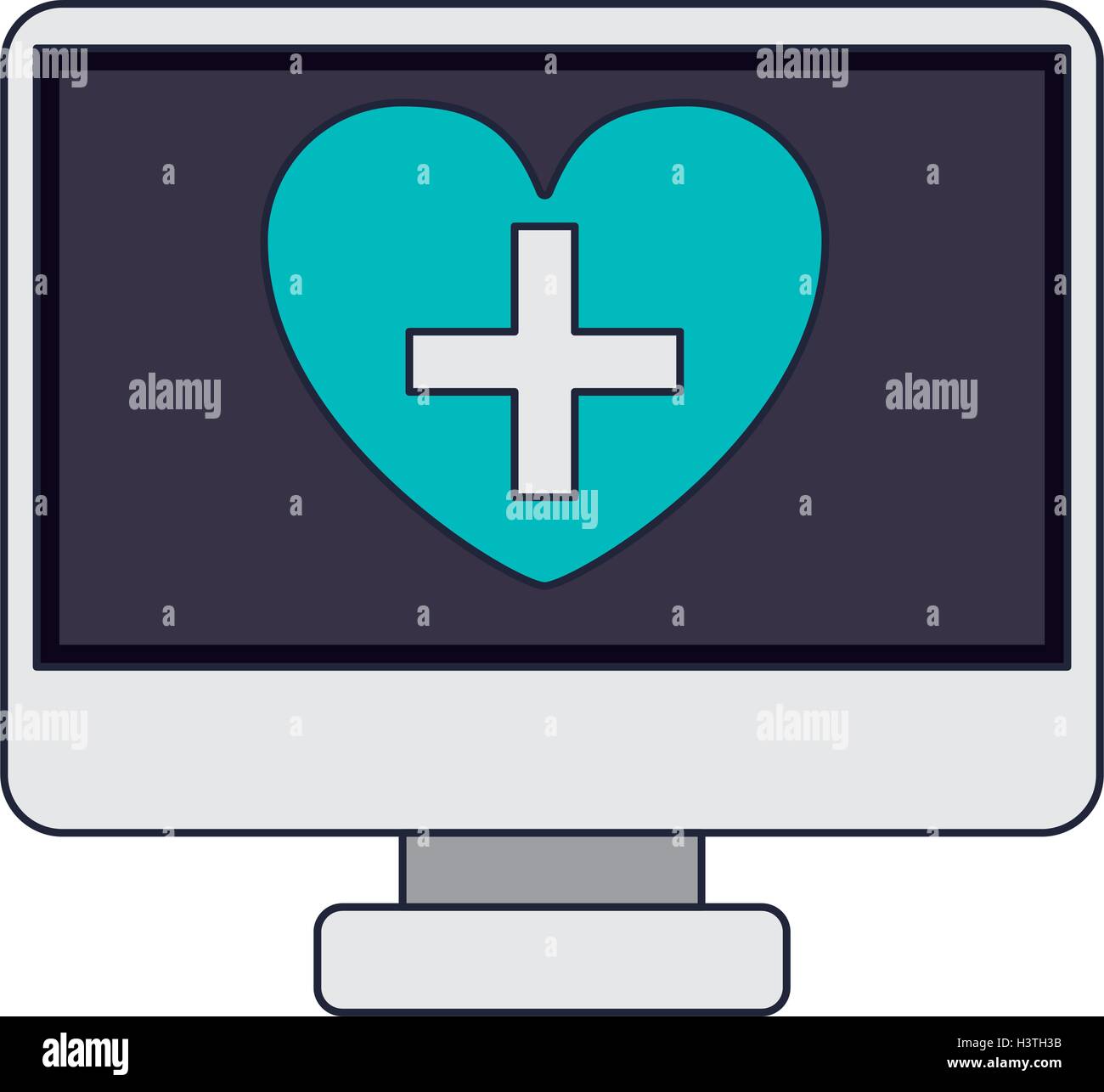 screen computer with heart shape on display Stock Vector Image & Art ...