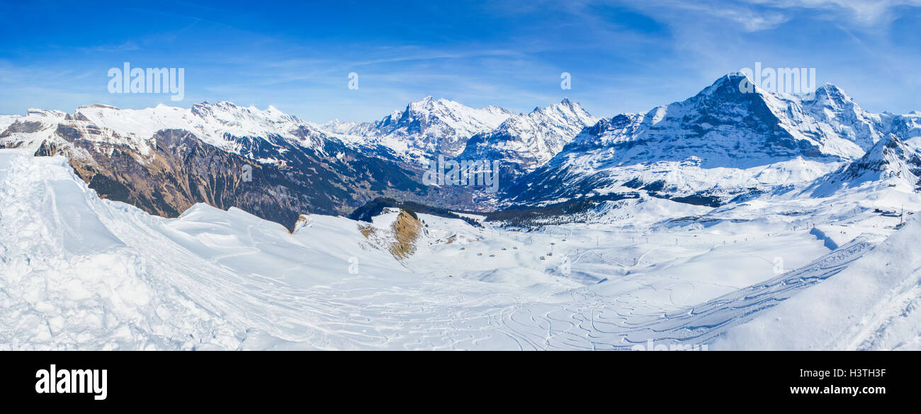 the most amazing highland landscape with a ski run, alps, switzerland ...