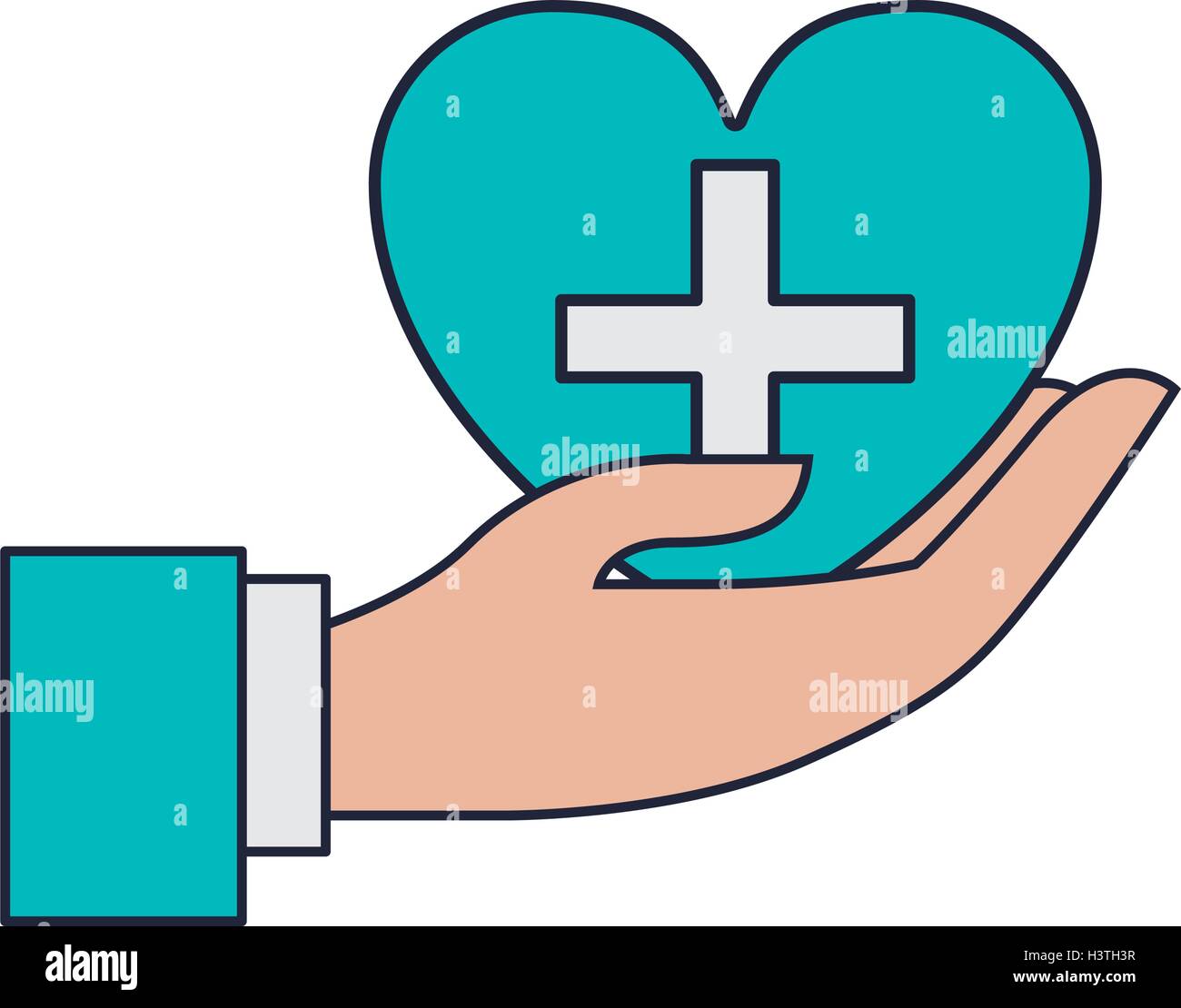 hand holding cross in heart Stock Vector Image & Art - Alamy