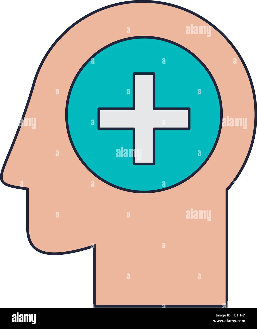 Silhouette head human and cross shape Stock Vector Image & Art - Alamy