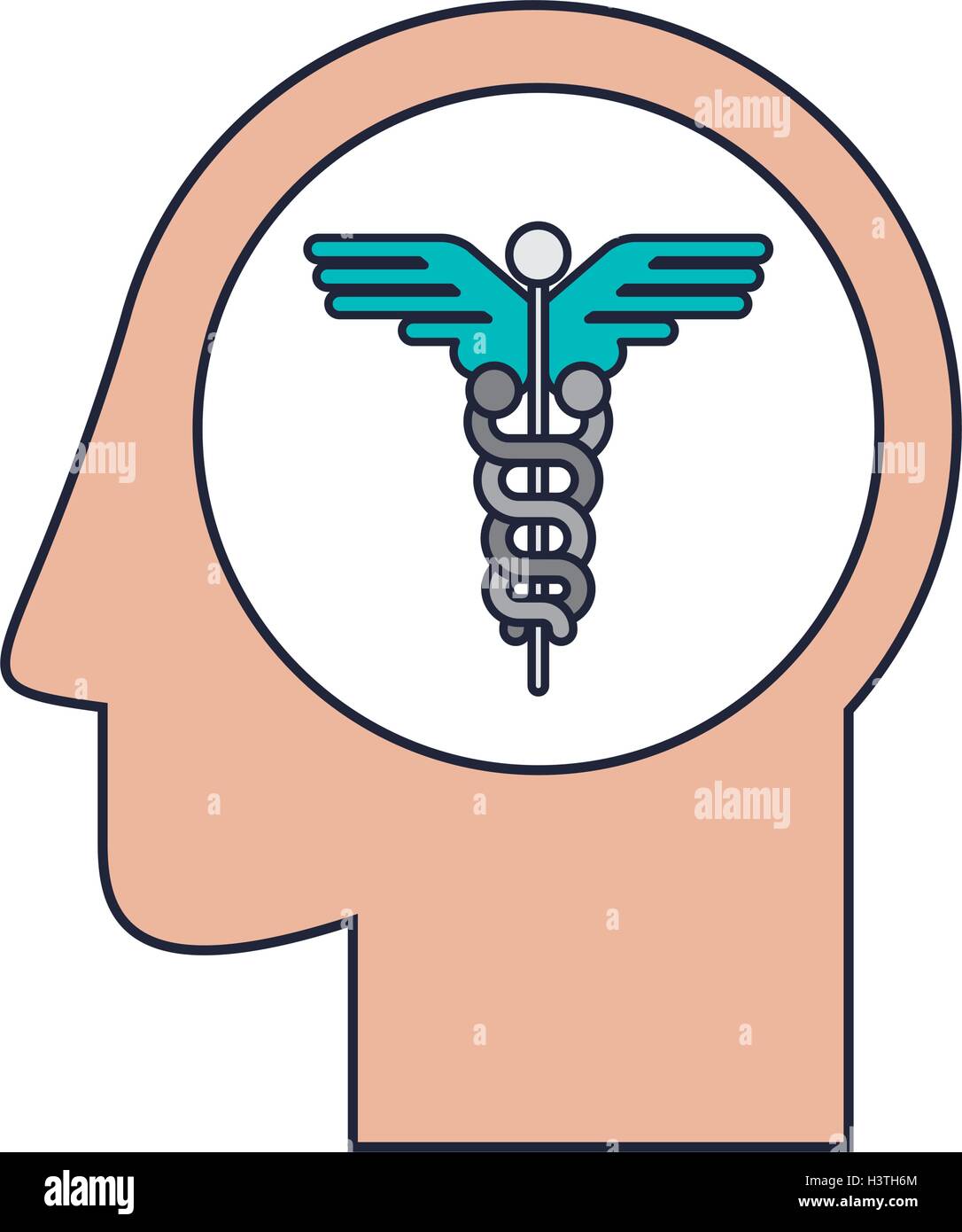 Silhouette head human with Health symbol Stock Vector Image & Art - Alamy