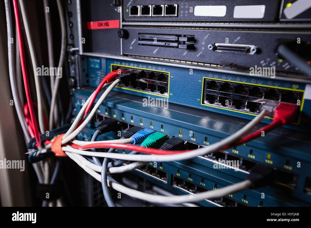 Close-up of ethernet connected in socket Stock Photo - Alamy