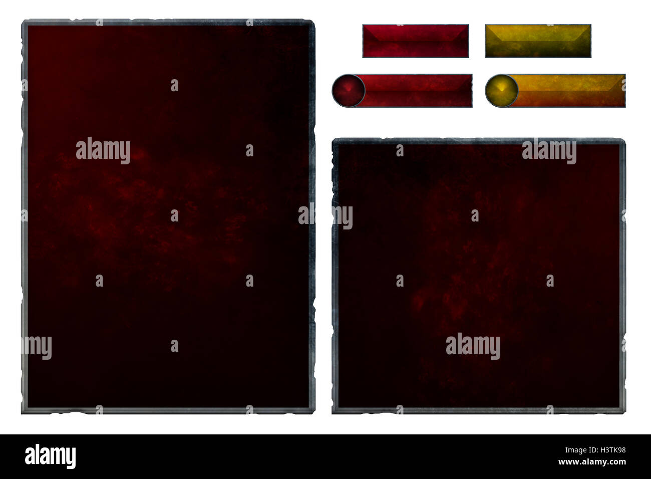 Colorful realistic glossy ruby interface. Windows, panels and buttons ...