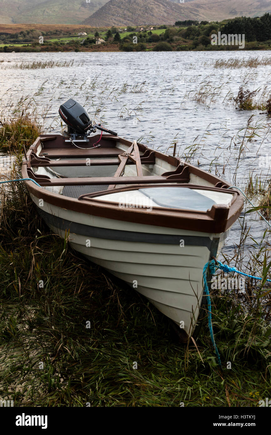 Fishing and rowing boats on Lough Currane, Waterville, Ring of Kerry ...