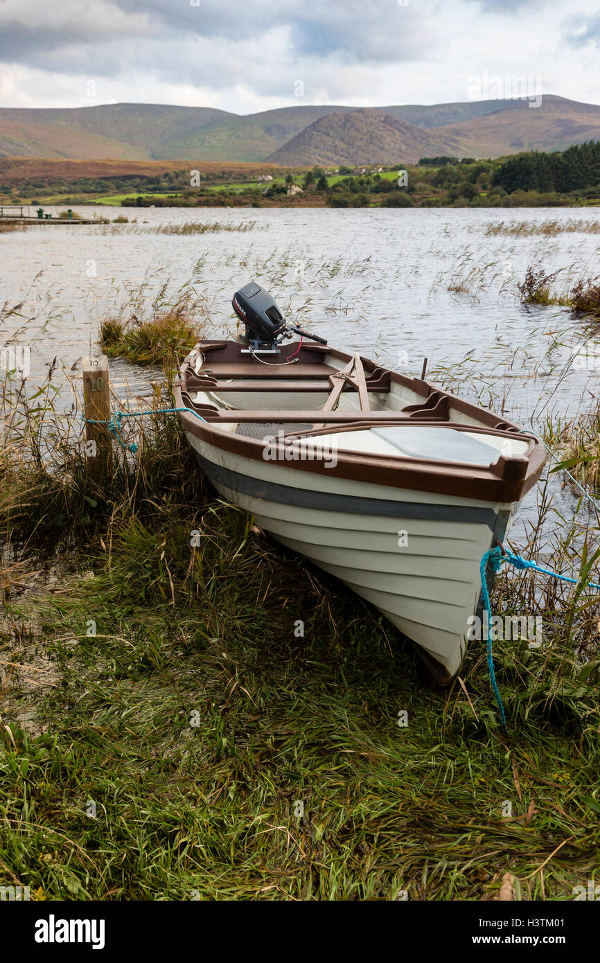 Fishing and rowing boats on Lough Currane, Waterville, Ring of Kerry ...