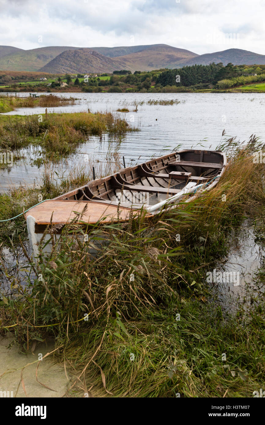 Fishing and rowing boats on Lough Currane, Waterville, Ring of Kerry ...