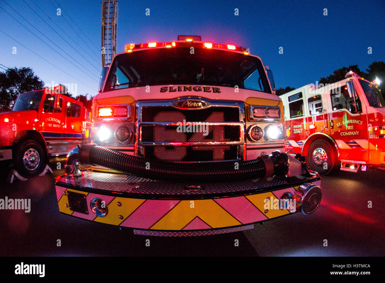 Fire engines from Slinger, Jackson and St. Lawrence Wisconsin Fire ...