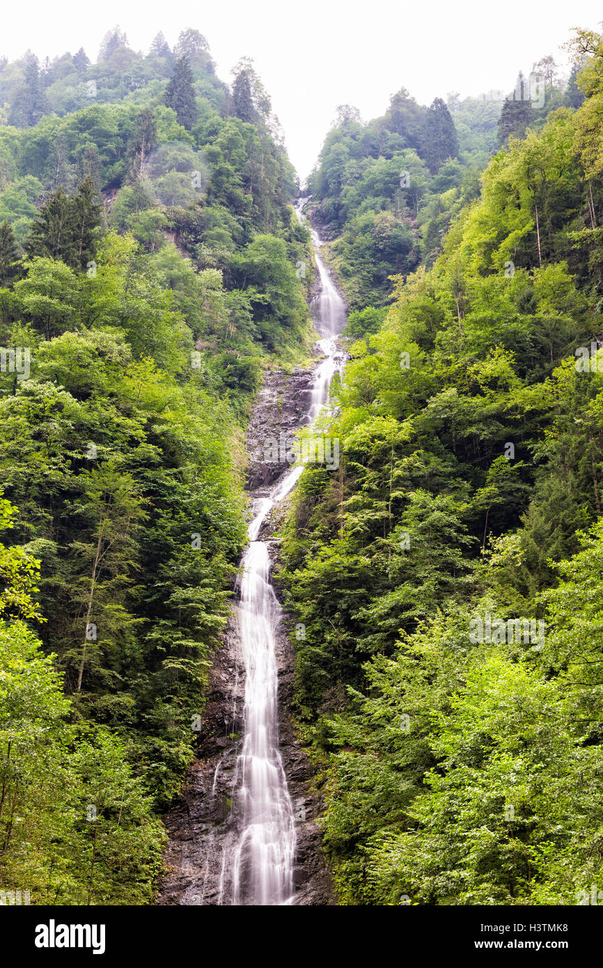 Closeup view of Tar river waterfall near Camlihemsin, Rize, Turkey ...