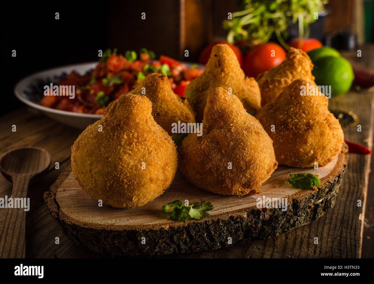 Delicious food consisting of chopped or shredded chicken meat, covered ...