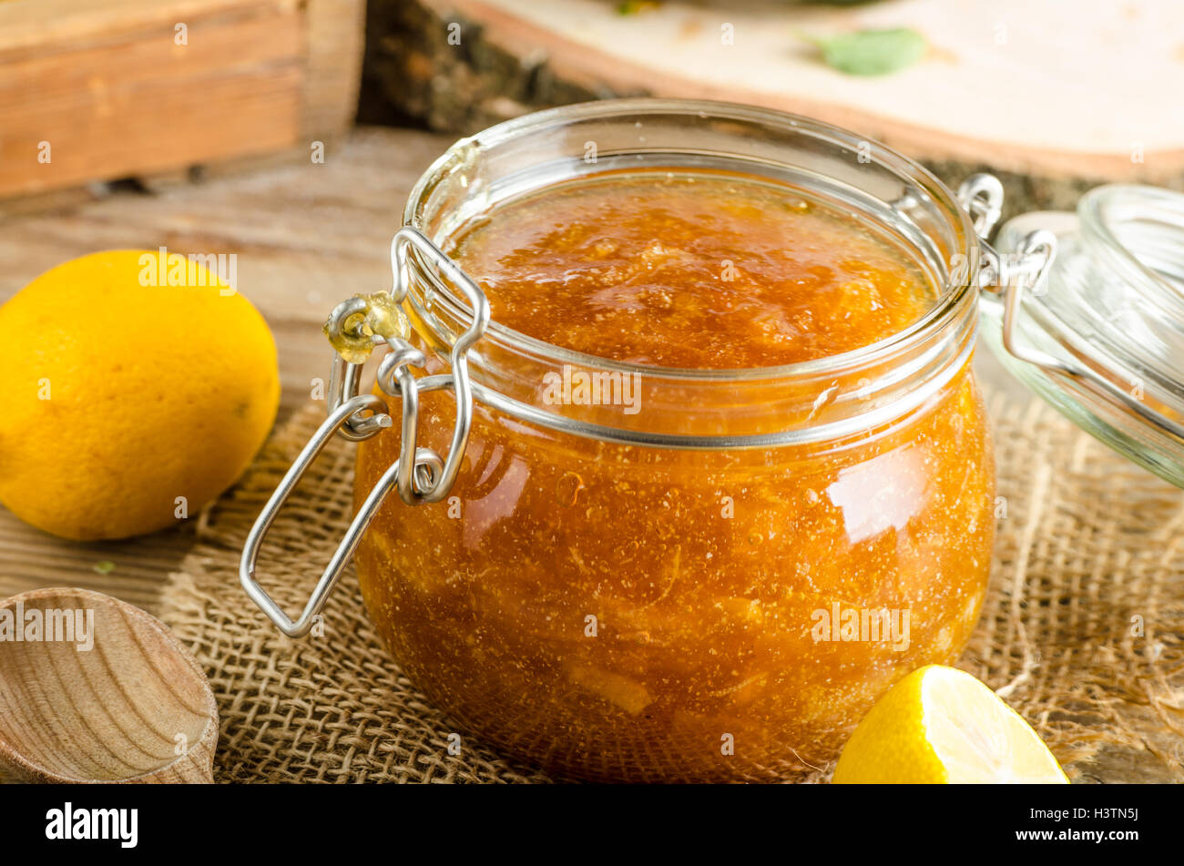 Lemon jam homemade with fresh lemons and suger Stock Photo - Alamy