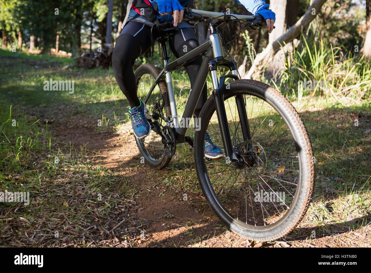 Male mountain biker riding bicycle Stock Photo - Alamy