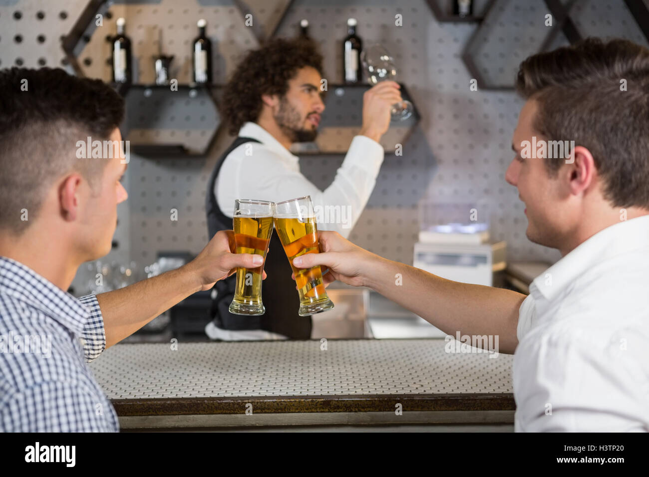 Two men toasting a glass of beer Stock Photo - Alamy