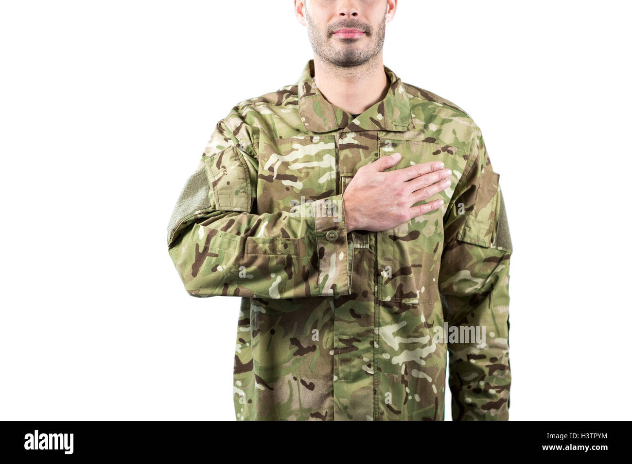Mid section of soldier taking oath Stock Photo - Alamy