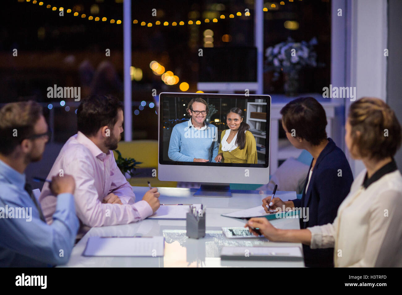 Business team having video conference Stock Photo - Alamy