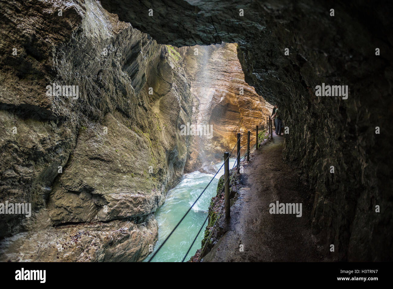 Hiking trail through The Partnach Gorge, Partnachklamm, Partnach River ...