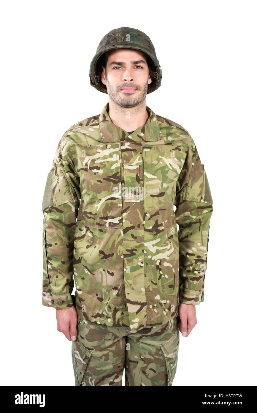 Portrait of confident soldier standing Stock Photo - Alamy