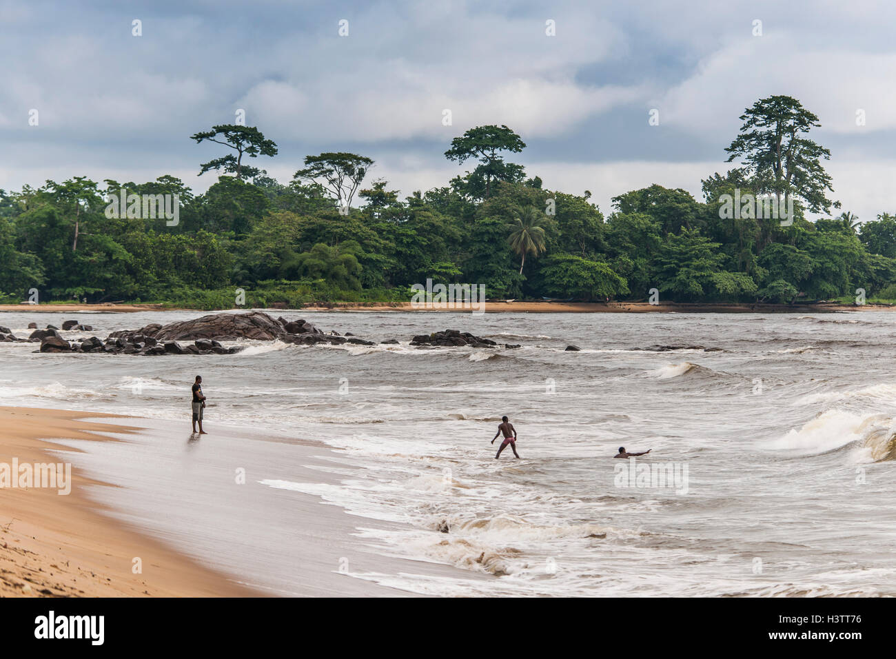 Beach scene, Kribi, South Region, Cameroon Stock Photo - Alamy