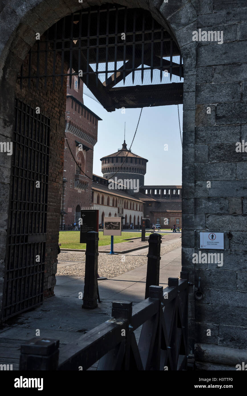 One of the four castle entrances, Sforza Castle, Milan, Italy, Europe ...